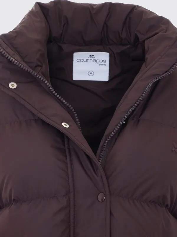 COURREGES Quilted Funnel-neck Short Puffer Jacket In Wool And Polyester Blend