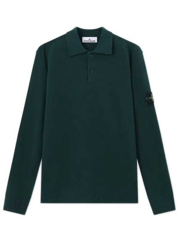 Stone Island Virgin Wool Button Placket Polo Sweater