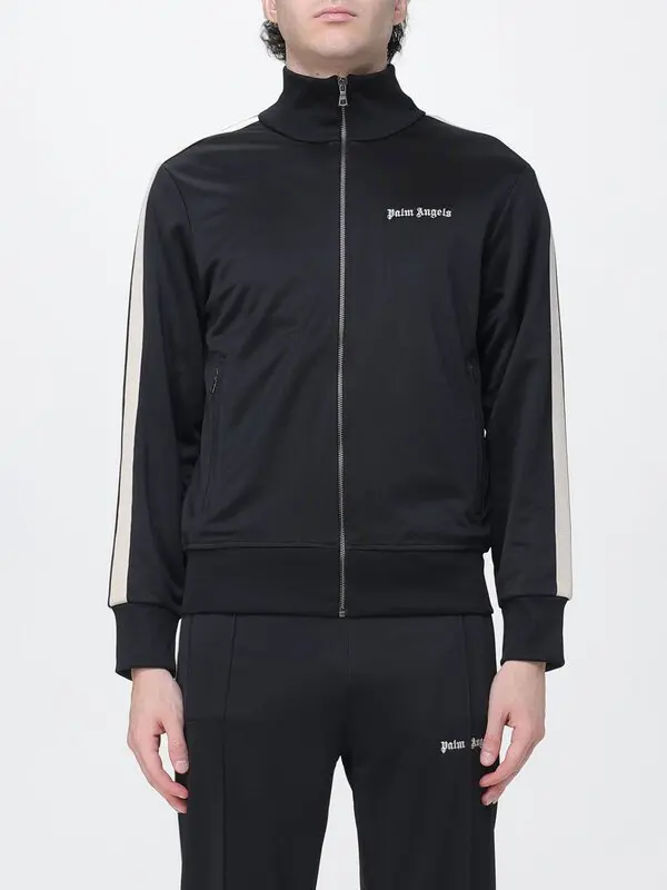 Palm Angels Technical Fabric Zip-up Sweatshirt With High Neck