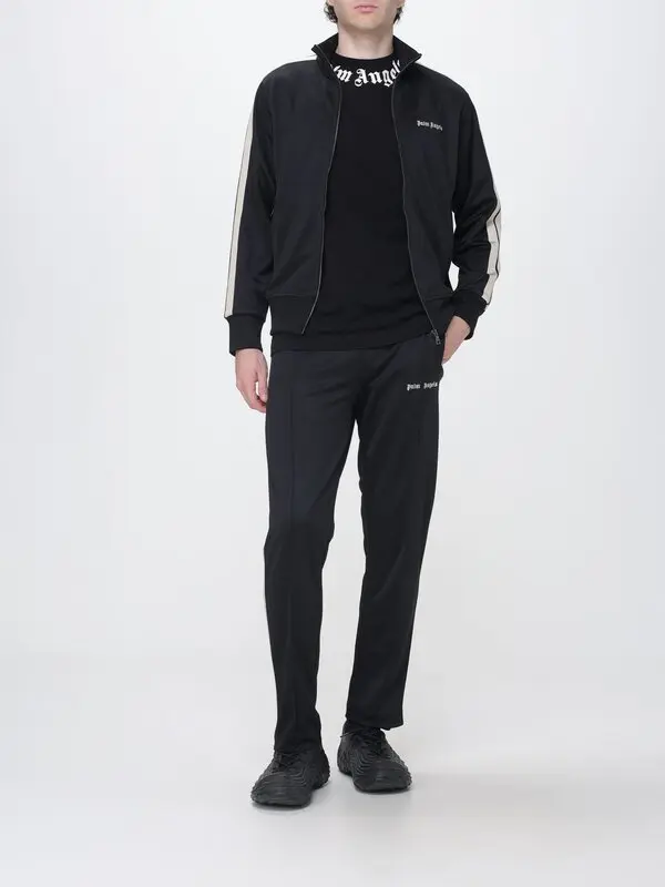 Palm Angels Technical Fabric Zip-up Sweatshirt With High Neck