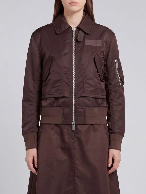 Sacai Cotton-blend Bomber Jacket With Classic Collar And Zip Closure - Brown