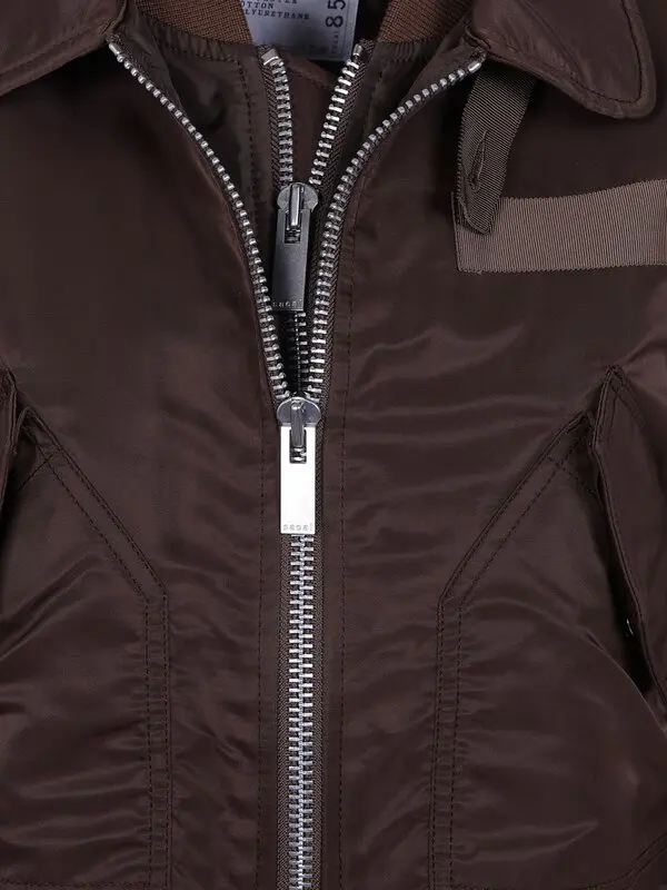 Sacai Cotton-blend Bomber Jacket With Classic Collar And Zip Closure - Brown