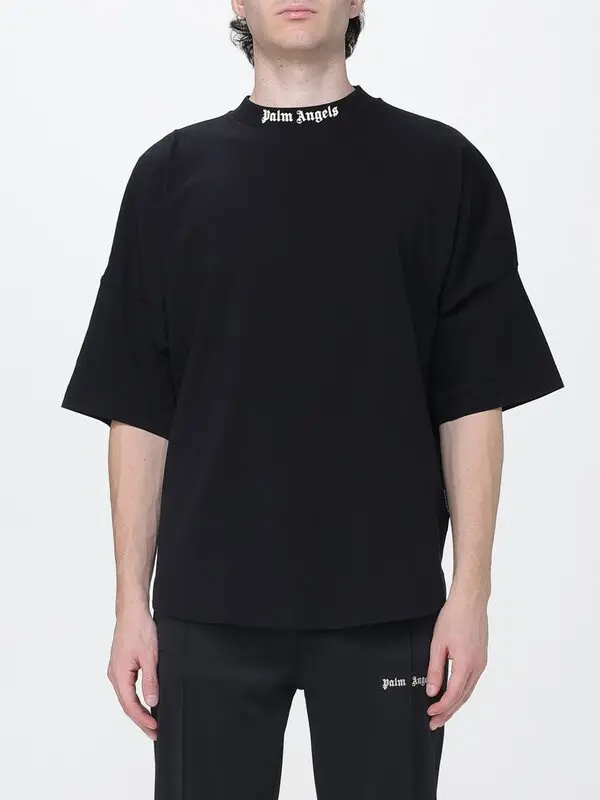 Palm Angels Relaxed Fit Cotton T-shirt With Logo And Dropped Shoulders