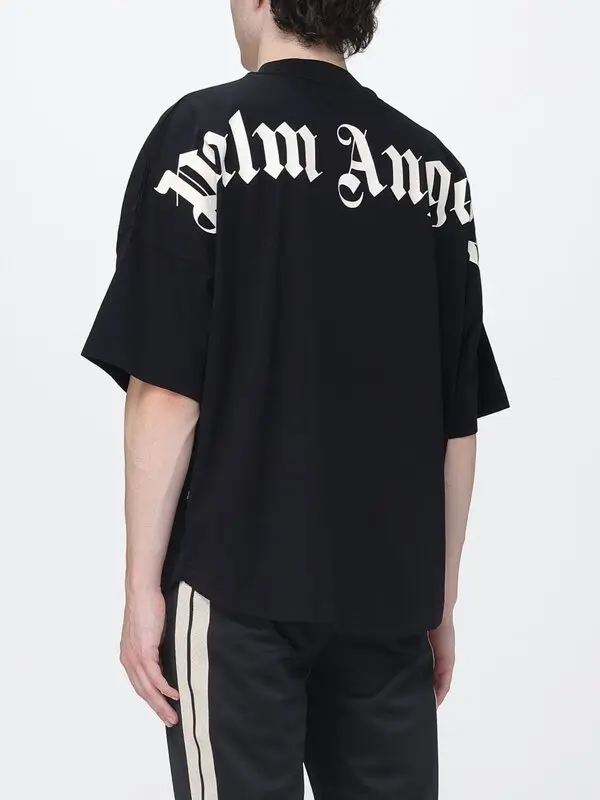 Palm Angels Relaxed Fit Cotton T-shirt With Logo And Dropped Shoulders