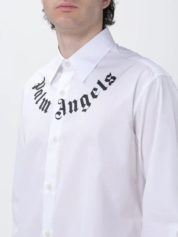 Palm Angels Long-sleeved Cotton Shirt With Contrast Logo