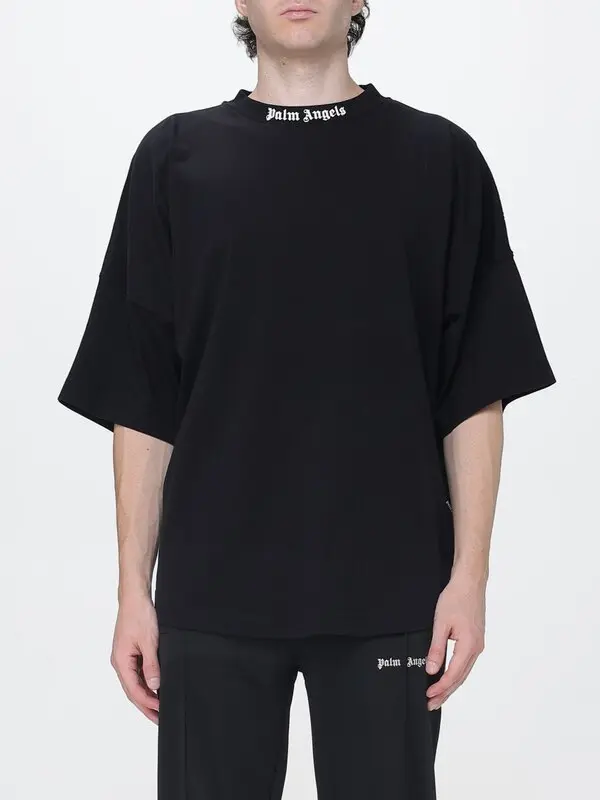 Palm Angels Relaxed Fit Cotton T-shirt With Logo And Dropped Shoulders