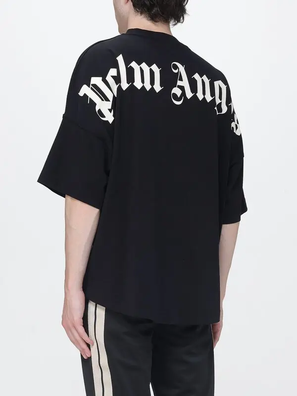 Palm Angels Relaxed Fit Cotton T-shirt With Logo And Dropped Shoulders