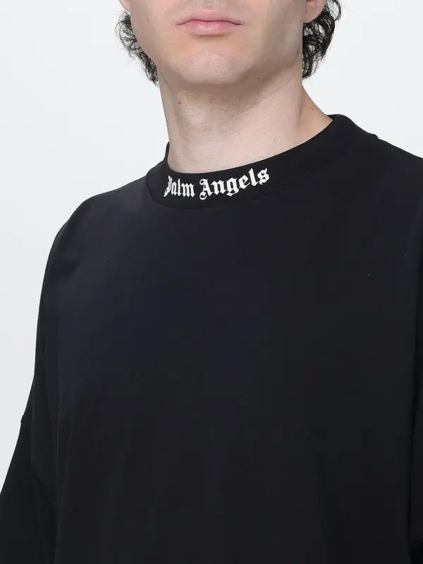 Palm Angels Relaxed Fit Cotton T-shirt With Logo And Dropped Shoulders