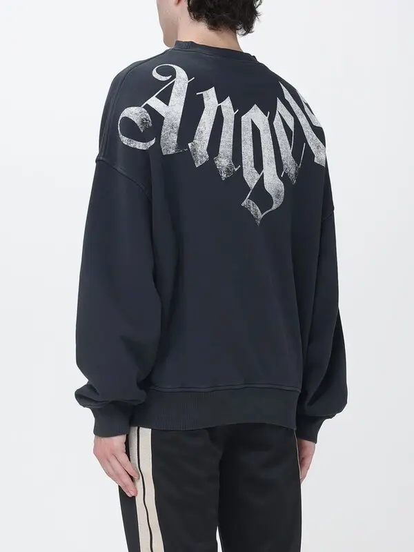 Palm Angels Oversized Crewneck Sweatshirt In Cotton With Printed Logo - Black