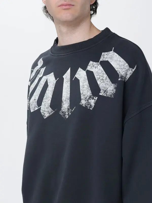 Palm Angels Oversized Crewneck Sweatshirt In Cotton With Printed Logo - Black