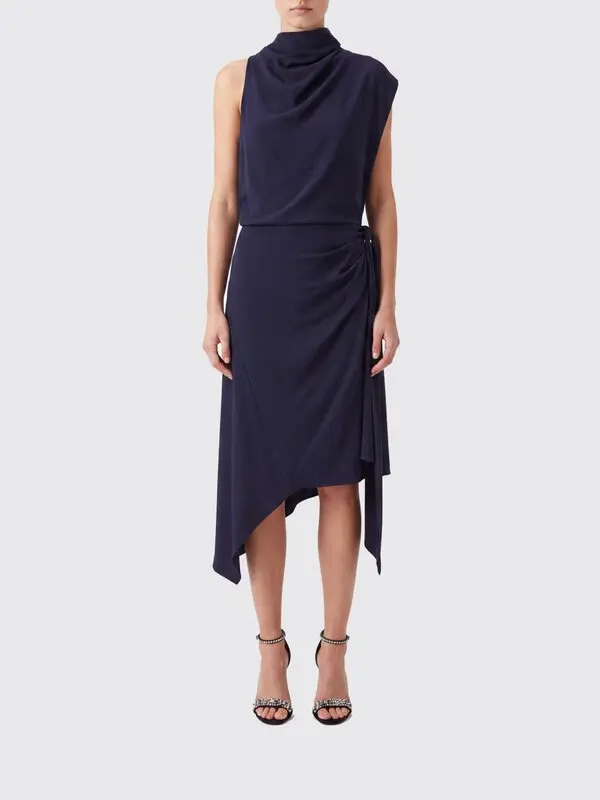 N° 21 One-shoulder Asymmetrical Draped Midi Dress In Viscose