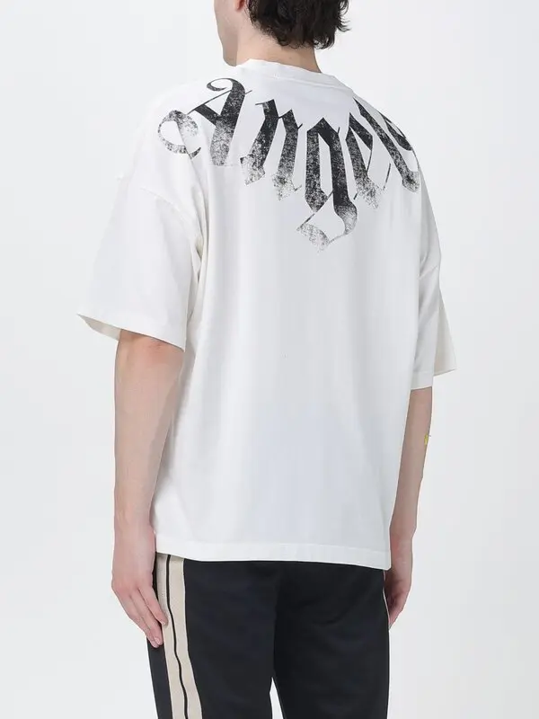 Palm Angels Relaxed Fit Cotton T-shirt With Graffiti Logo Print - White