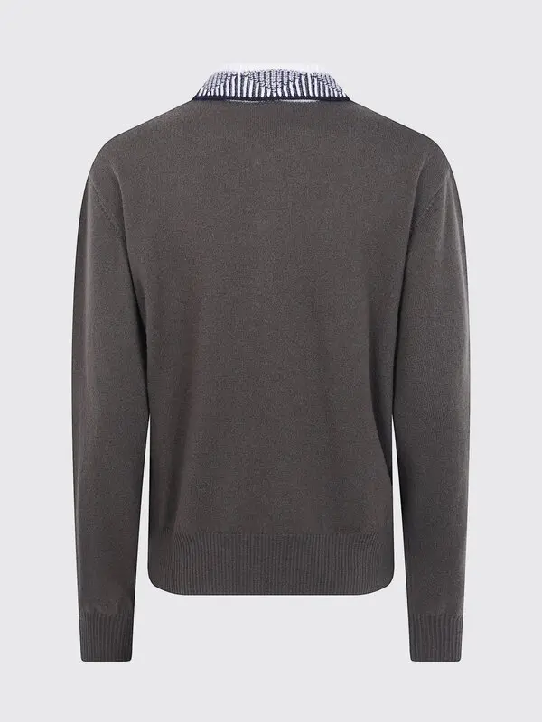 N° 21 Long-sleeved Pure Wool Polo With Contrast Tipping - Green