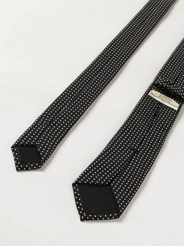 Valentino Garavani Polka Dot Pure Silk Tie With Metal Logo - Black