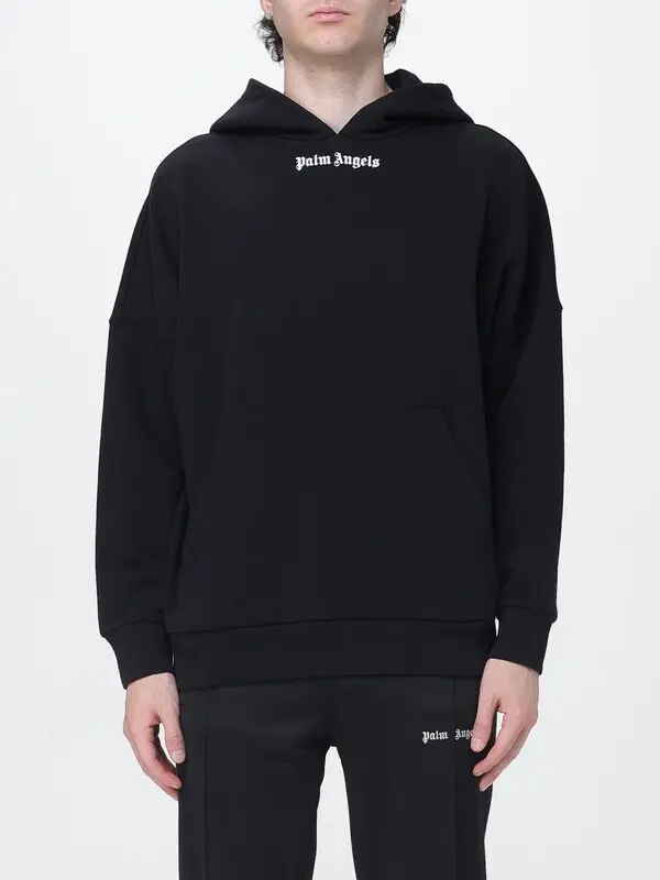 Palm Angels Cotton Hoodie With Logo And Pouch Pocket