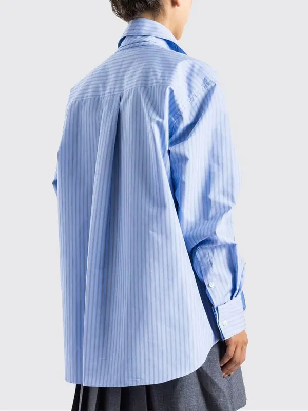 Sacai Pussy-bow Cotton-blend Shirt - Blue