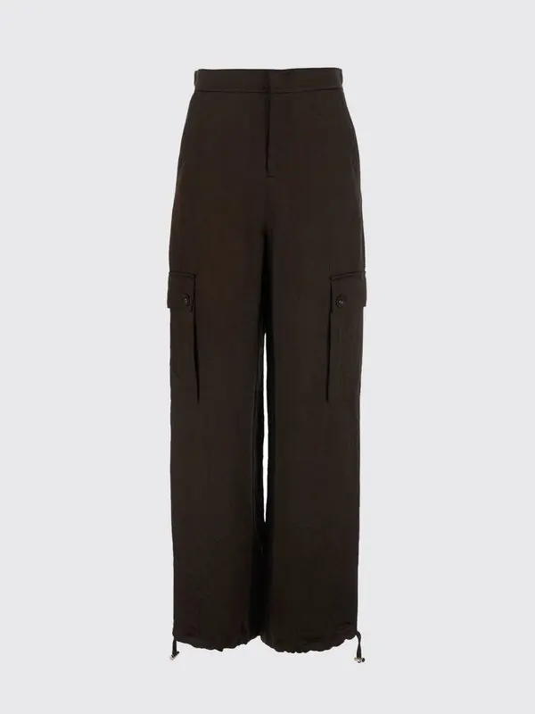 TWINSET High-waisted Viscose Blend Cargo Trousers With Drawstring