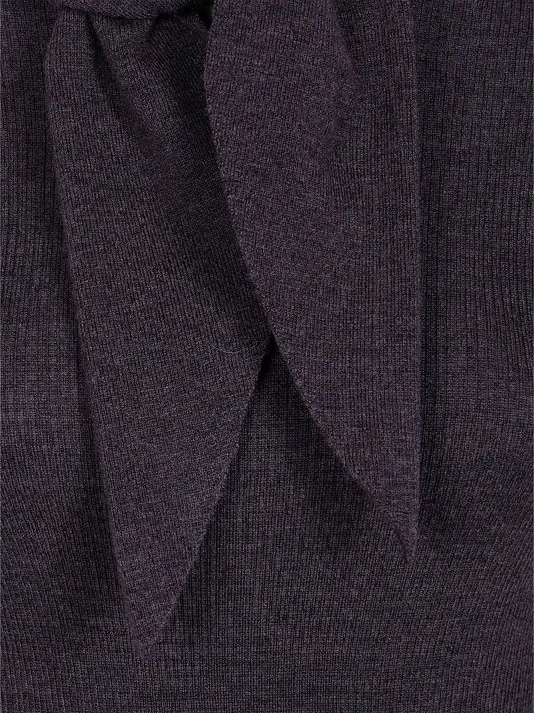 PAROSH P.a.r.o.s.h. Pure Wool Slim Fit Jumper With Scarf Neck - Brown