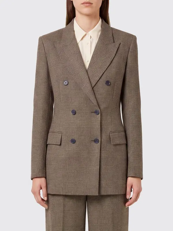 PAROSH P.a.r.o.s.h. Slim Fit Double-breasted Check Blazer In Wool Blend