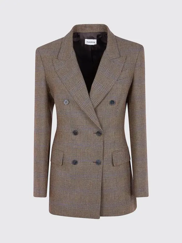 PAROSH P.a.r.o.s.h. Slim Fit Double-breasted Check Blazer In Wool Blend