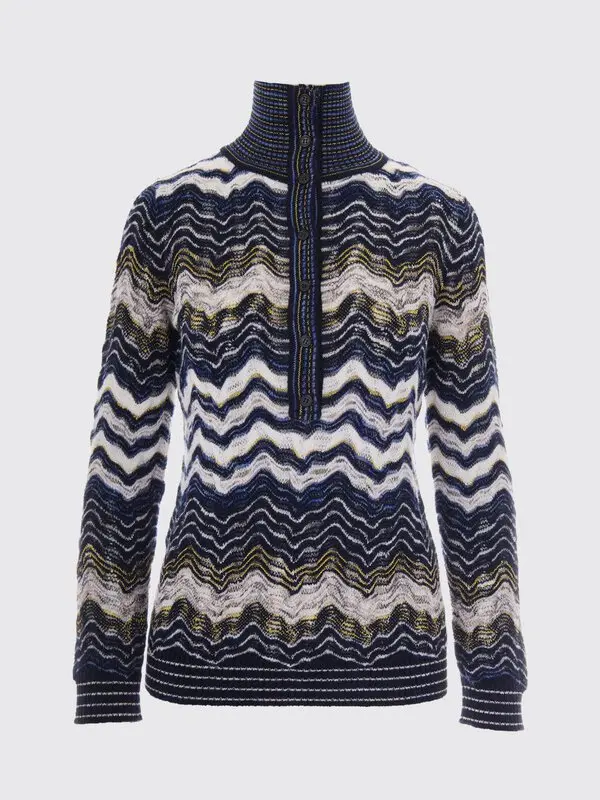 Missoni Slim Fit Multicolour Zig-zag Wool Turtleneck Jumper
