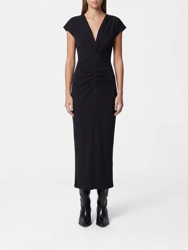 Isabel Marant Étoile Draped Viscose Midi Sheath Dress - Black