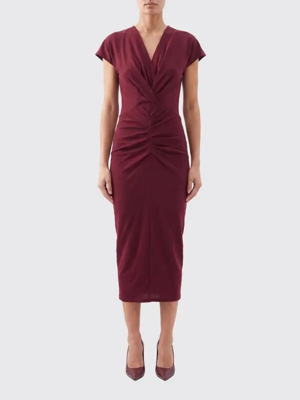 Isabel Marant Étoile Draped Viscose Midi Sheath Dress - Burgundy