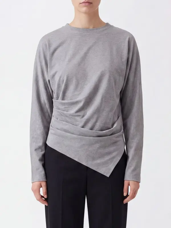 GANNI Asymmetric Long-sleeved Organic Cotton T-shirt - Striped
