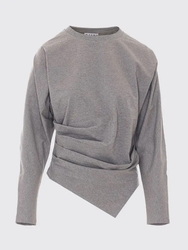 GANNI Asymmetric Long-sleeved Organic Cotton T-shirt - Striped