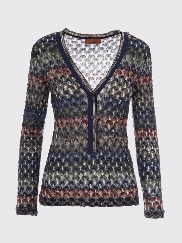 Missoni Slim Fit Multicolour Striped Cardigan With Lurex Yarn