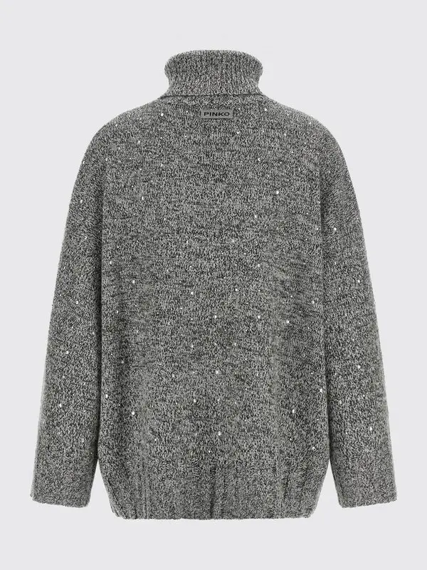 Pinko Wool Blend Sequined Turtleneck Jumper With Dropped Shoulders
