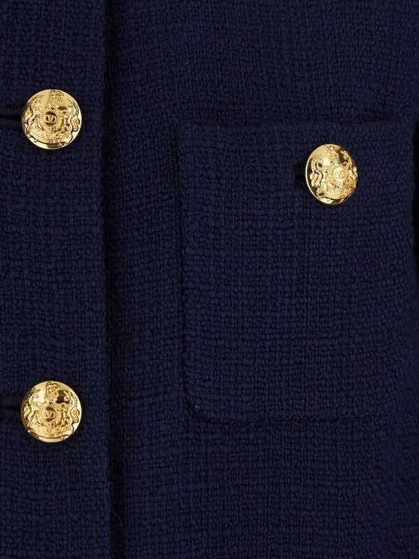 Valentino Garavani Single-breasted Wool Tweed Coat With Fur Cuffs