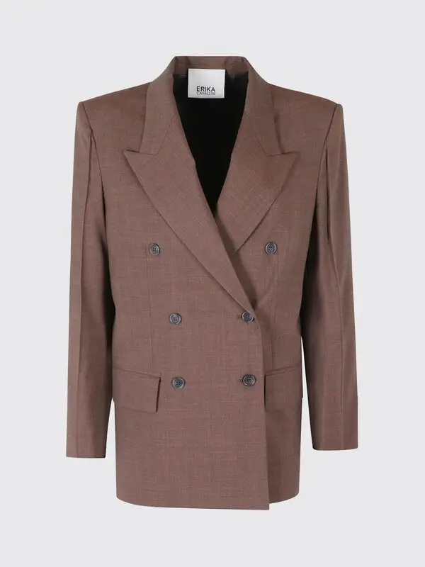 Erika Cavallini Double-breasted Pure Virgin Wool Blazer With Peak Lapels