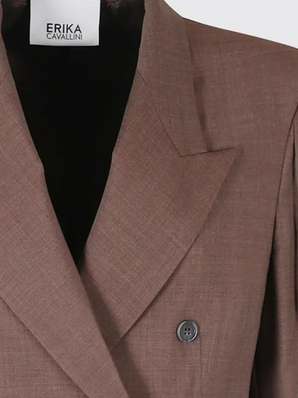 Erika Cavallini Double-breasted Pure Virgin Wool Blazer With Peak Lapels