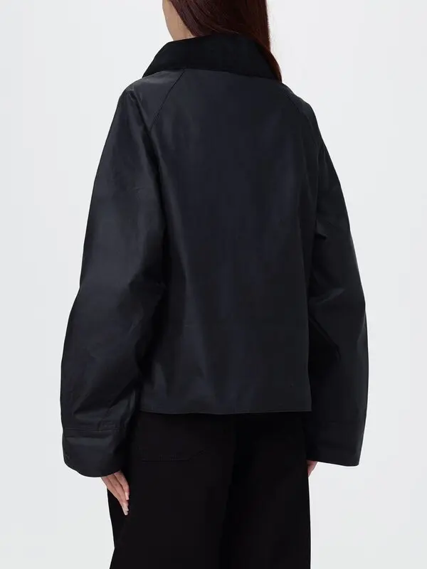 Barbour Modern Spey Cropped Waxed Cotton Jacket With Velvet Collar - Blue