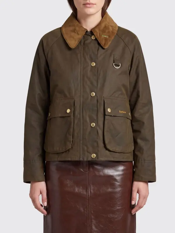 Barbour Modern Spey Cropped Waxed Cotton Jacket With Velvet Collar