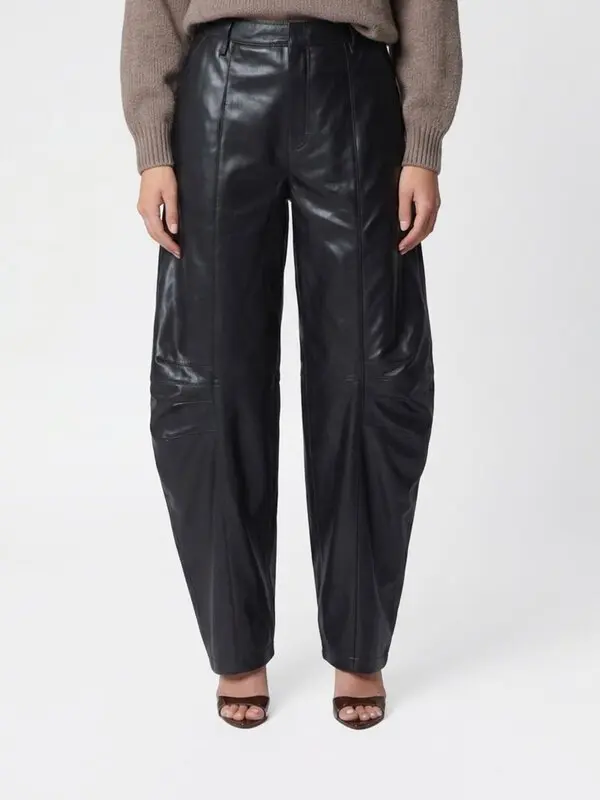 ROTATE BY BIRGER CHRISTENSEN High-waisted Baggy Wide-leg Leather Trousers