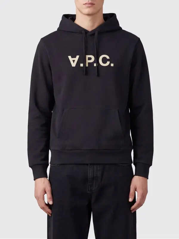 A.p.c. Cotton Logo Hoodie With Kangaroo Pocket