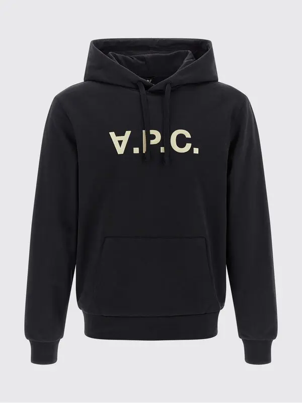 A.p.c. Cotton Logo Hoodie With Kangaroo Pocket