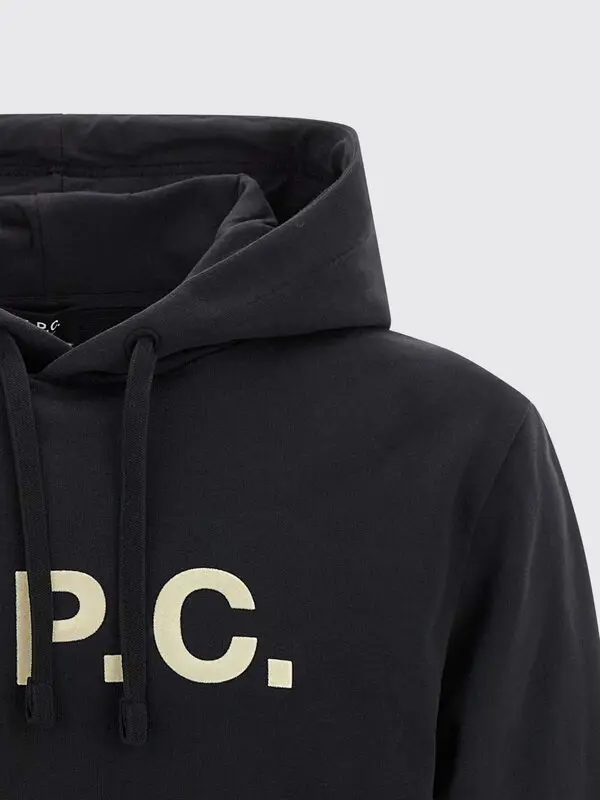 A.p.c. Cotton Logo Hoodie With Kangaroo Pocket