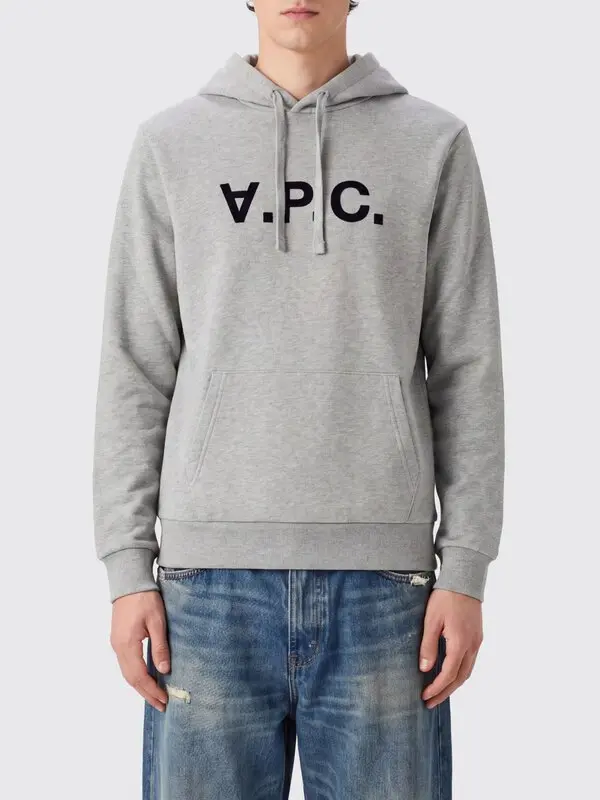 A.p.c. Cotton Logo Hoodie With Kangaroo Pocket - Navy