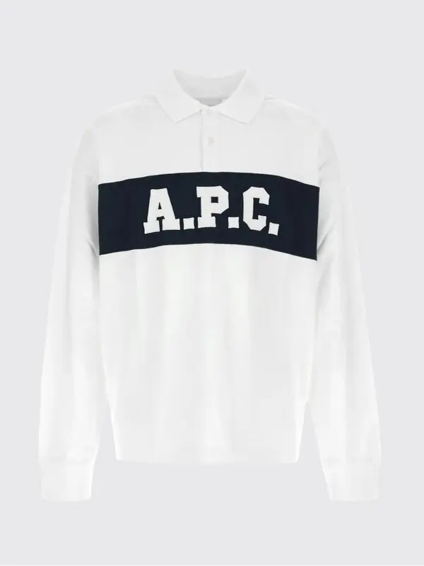 A.p.c. Long-sleeved Cotton Polo Shirt With Contrast Logo - White