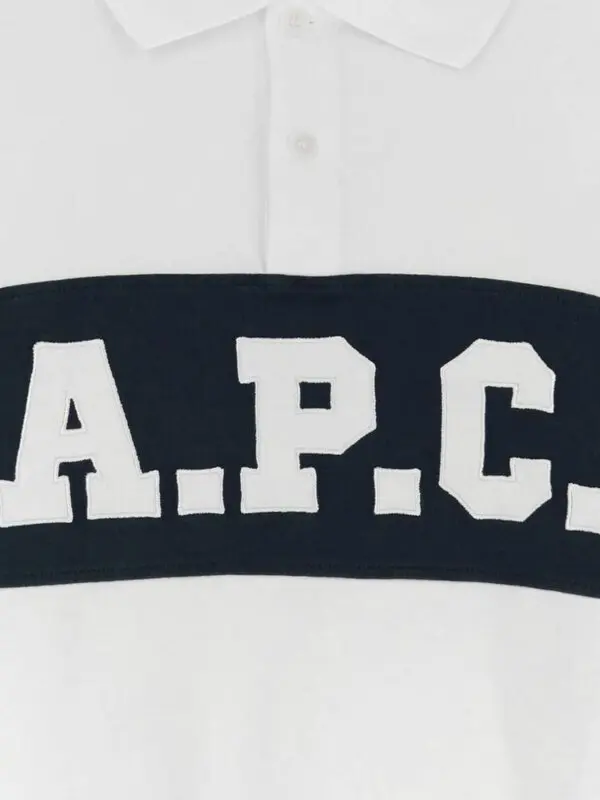 A.p.c. Long-sleeved Cotton Polo Shirt With Contrast Logo - White