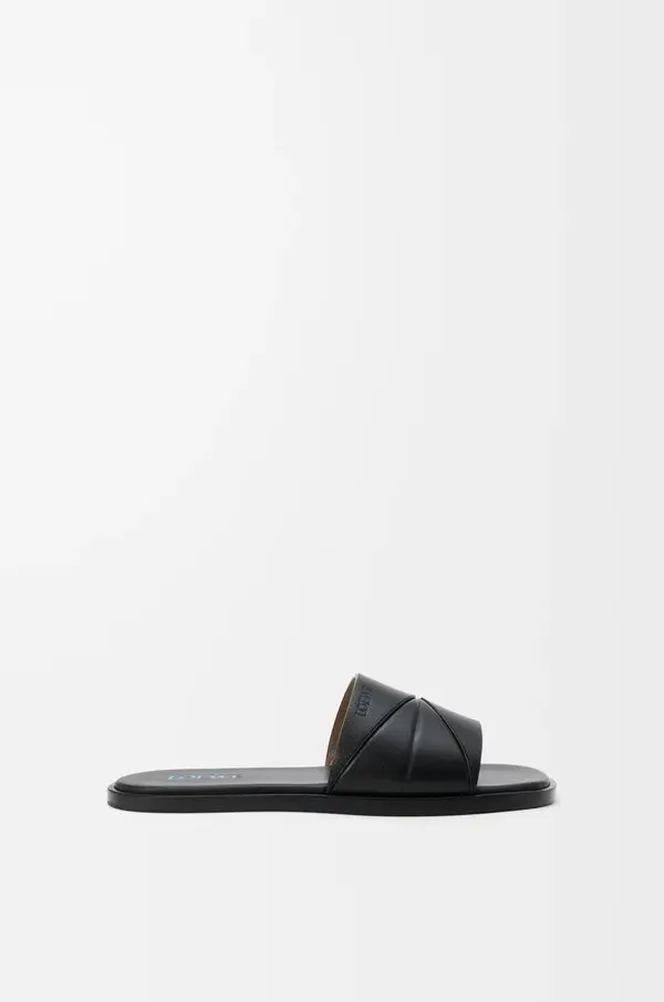Loewe Sculptural Folded Leather Slide Sandals - Black