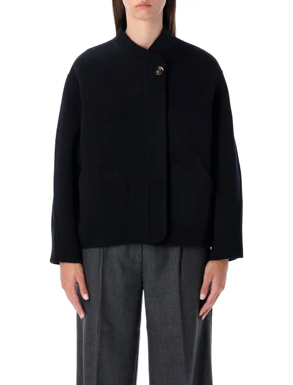 Soeur Collarless Single-breasted Jacket - Deep Navy