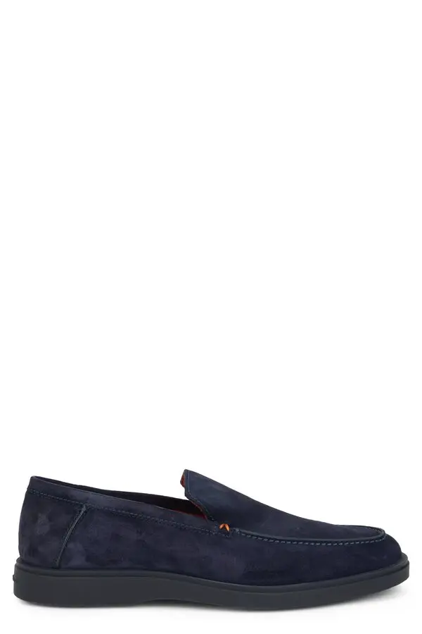 Santoni Suede Slip-on Loafers - Blue