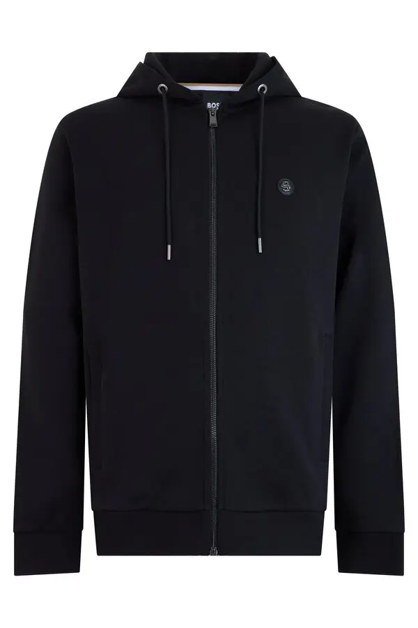 BOSS Hooded Zip Cotton Sweatshirt