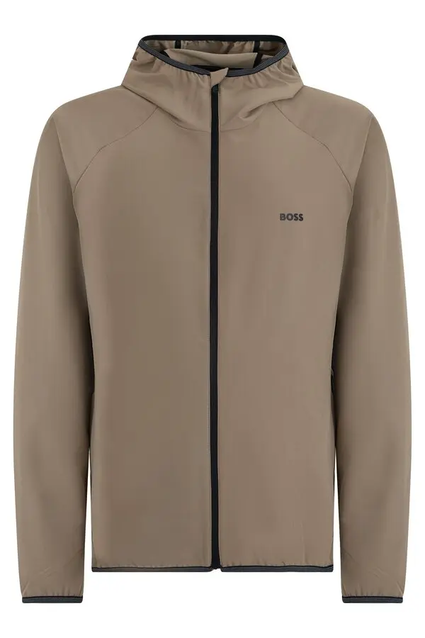 BOSS Waterproof Hooded Rain Jacket With Zip Closure