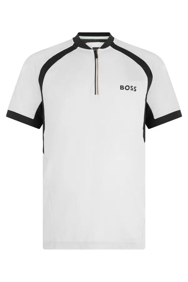 BOSS Technical Short-sleeve T-shirt With Partial Zip