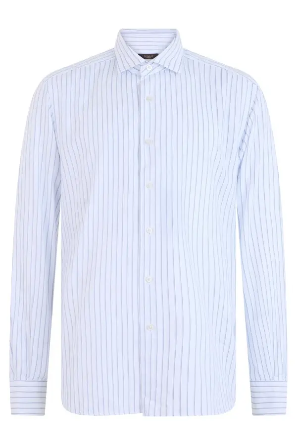 SLOWEAR Striped Long-sleeve Cotton Shirt With Classic Collar
